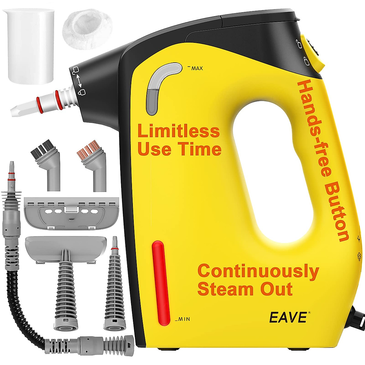 Handheld Steam Cleaner for Home Use, Fast Heat, Limitless Use Time, with Lock Button & Full Accessory Set, Portable & Hand Held, Pressurized Steamer for Cleaning Car, Tile Grout, Upholstery, Furniture