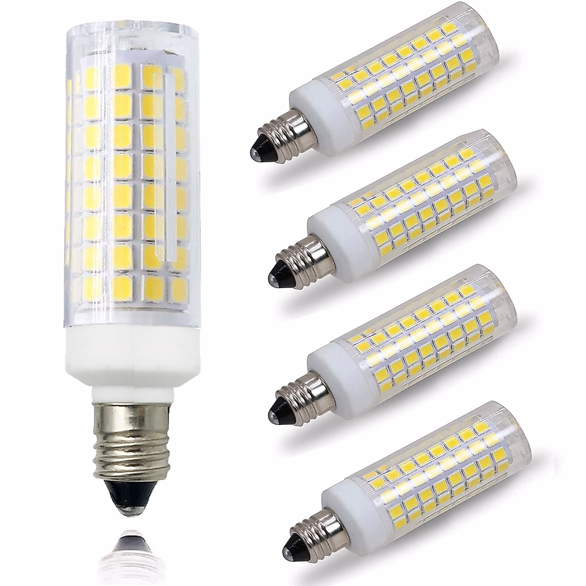 ZSSXOLED [Pack of 5] E11 LED Light Bulb 7W Dimmable E11 Mini Candelabra Base 75W Halogen Equivalent, T3/T4 JD E11 LED Corn Bulb for Indoor Chandeliers Cabinet Decorative Lighting White 6000K