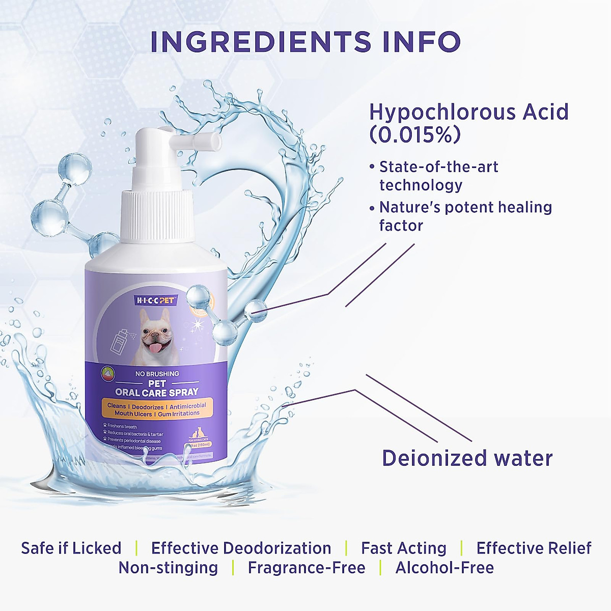 Oral Care Spray for Dogs and Cats, Anti Inflammatory Pet Breath Dental Care Spray, Dog Gingivitis Treatment, Fight Bad Breath Caused by Plaque and Gum Redness, Dog Tooth Brushing Kit, 5.1 Fl Oz