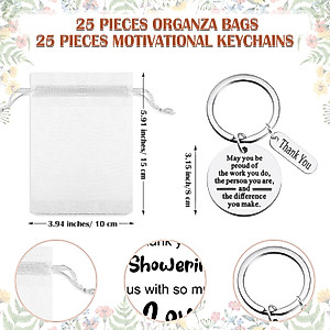 Huquary 25 Sets Employee Appreciation Gifts for Coworker Include 25 Pcs Thank You Keychain 25 Pcs White Seed Packets with White Organza Bags (No Seeds)