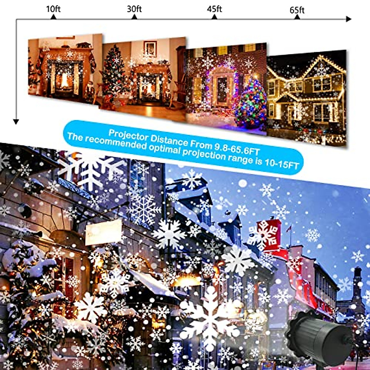 auanvel Christmas Snowflake Projector Lights Waterproof LED White Snowfall Projector Lights for Christmas, Holiday, Halloween, Party, Garden, Wedding, Indoor Outdoor Decorations