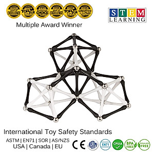 Goobi 110 Piece Construction Black and White Set Building Toy Active Play Sticks STEM Learning Creativity Imagination Children’s 3D Puzzle Educational Brain Toys for Kids with Instruction Booklet