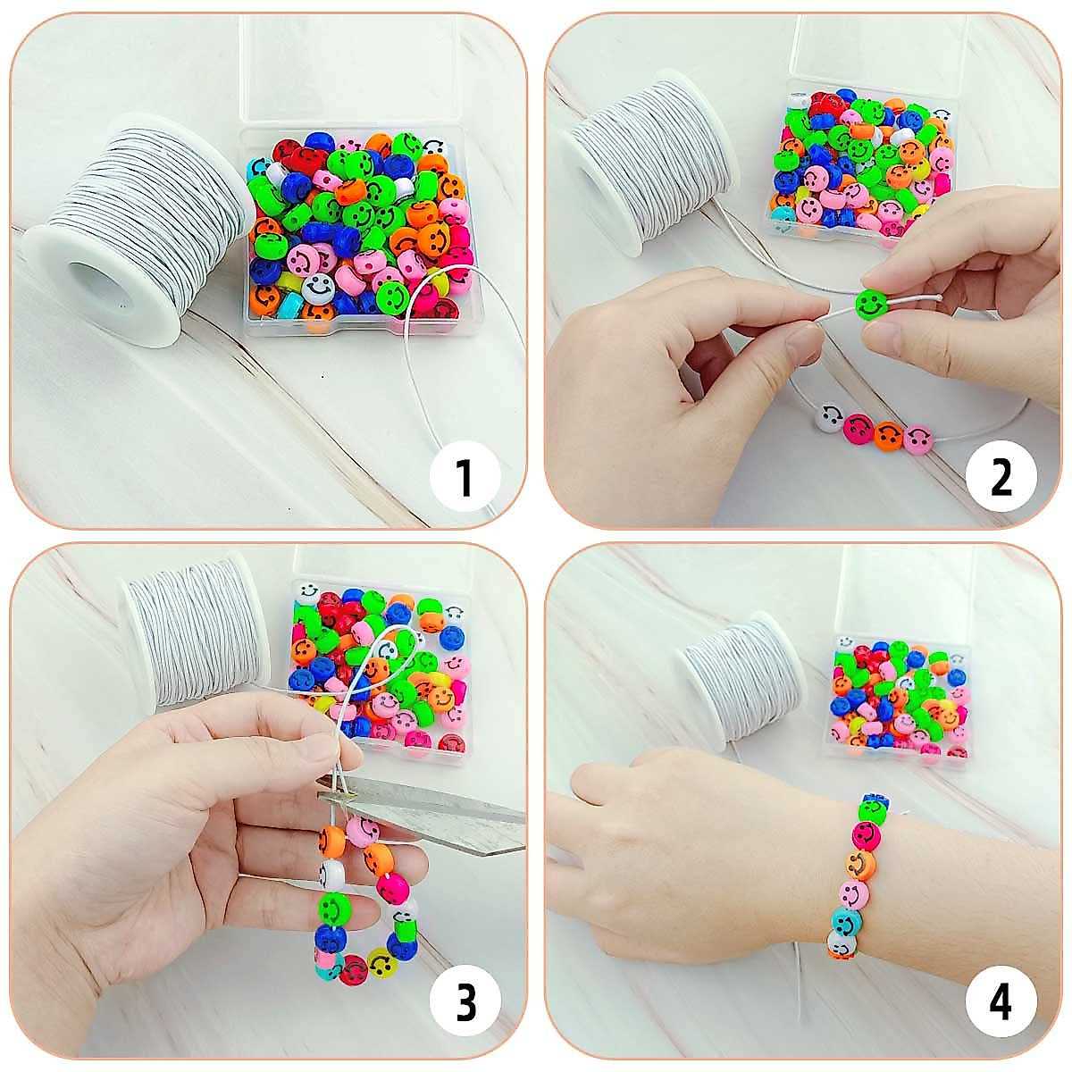 2 Rolls 1 mm Elastic Beading Cord for Bracelet Stretchy Elastic String for Jewelry Making Sewing Necklace 100 Meters Elastic Bracelets Cord Crafts Beading Thread DIY Crafting Cord (Black + White)