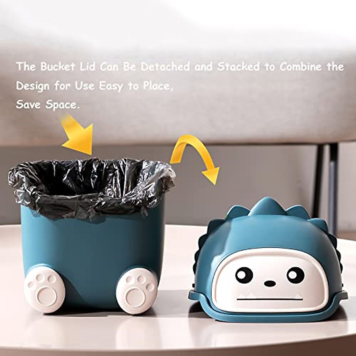 Aiabaleaft Cute Flip Trash Can Cute Animal Shape Trash Cans Cute Desktop Trash Can for Bathrooms,Kitchens,Offices,Waste Basket for Dressing Table(Orange)