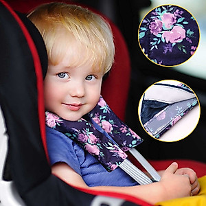 TANOFAR Baby Car seat Cover and Seat Strap Covers for Babies,Purple Flower, Car seat Canopy & Seat Belt Covers