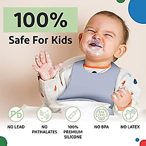 Lull Kids Silicone Bibs for Babies - Easy Clean Silicone Bibs With Food Catcher - Baby Eating Supplies, Waterproof Bibs - Silicone Baby Bibs For Girls, Baby Bibs For Boys, Toddler Bibs (Pink/Cream)