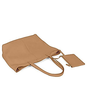 Leatherology Camel Large Zippered Downtown Tote
