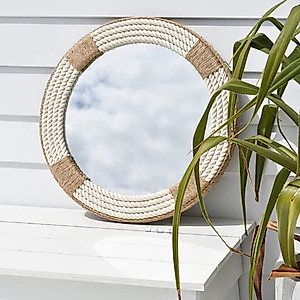 Nautical Hampton Coastal Round Rope Mirror Twisted Rope Home Decor Art Wall Hanging Bathroom Living Room Mirror (36 INCH)