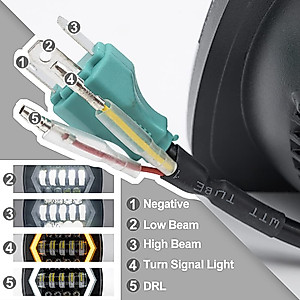 7x6 inch Halo LED Headlight, 5x7 inch Square LED Headlamp with Arrow Angel Eyes DRL Turn Signal Light Replaces H6054 H5054 H6054LL 69822 For Jeep Wrangler XJ YJ Sedans GMC - Smoked Lens