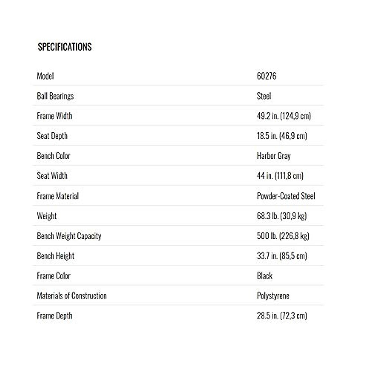 Lifetime 60276 Glider Bench, Harbor Gray