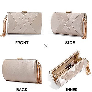 Yokawe Women's Evening Clutch Bag Stain Bridal Purse Wedding Prom Night out Party Handbag (Gold)