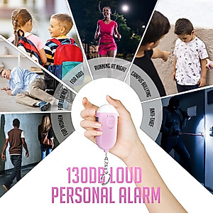 Safesound Personal Alarm Siren Song 3 Pack - 130dB Self Defense Alarm Keychain Emergency LED Flashlight with USB Rechargerable - Security Personal Protection Devices for Women Girls Kids Elderly