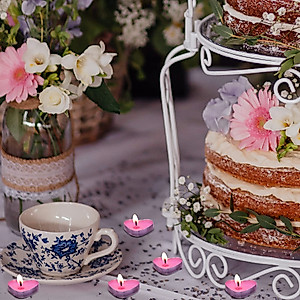 50 Pack Heart Shaped Unscented Tea Lights Candles – Smokeless Tealight Candles - Decorations for Wedding, Party, Votives, Oil Burners and Christma (Pink)