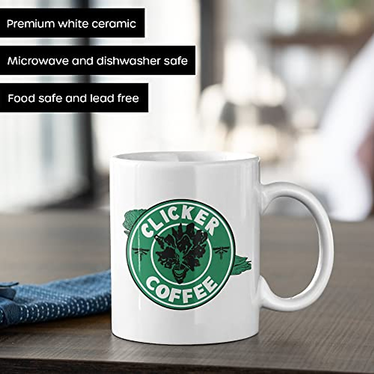 The Last of Us Inspired Mug | Clicker Coffee Cup | Video Game Mug | Gift for Coffee lovers | Cordyceps | Firefly | Gamer Gift | White (15 Ounces)