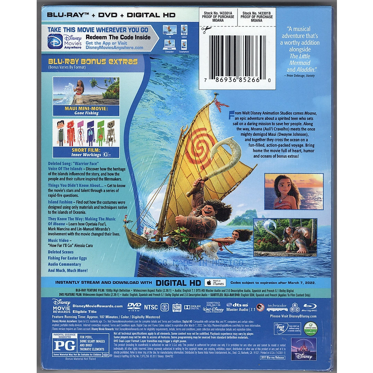 Disney Moana - Exclusive 32-Page Storybook (Blu-ray + DVD + Digital HD)