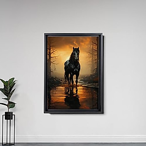 Majestic Black Stallion Galloping In The Clouds, Black Horse On Salt Flats, Canvas Print, Black Horse Print, Black Horse Wall Art, Wall Art, Home Decor