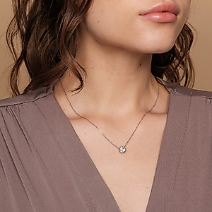 PAVOI 14K Yellow Gold Plated 1.00 ct (D Color, VVS Clarity) CZ Simulated Diamond Bezel-Set Solitaire Choker Necklace | Necklace for Women