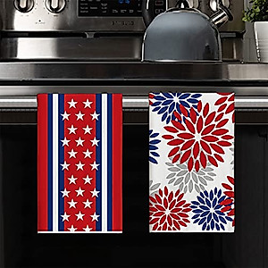 Artoid Mode Let Freedom Ring Stars Roses Veterans Day Kitchen Towels Dish Towels, 18x26 Inch Seasonal Decoration Hand Towels Set of 4