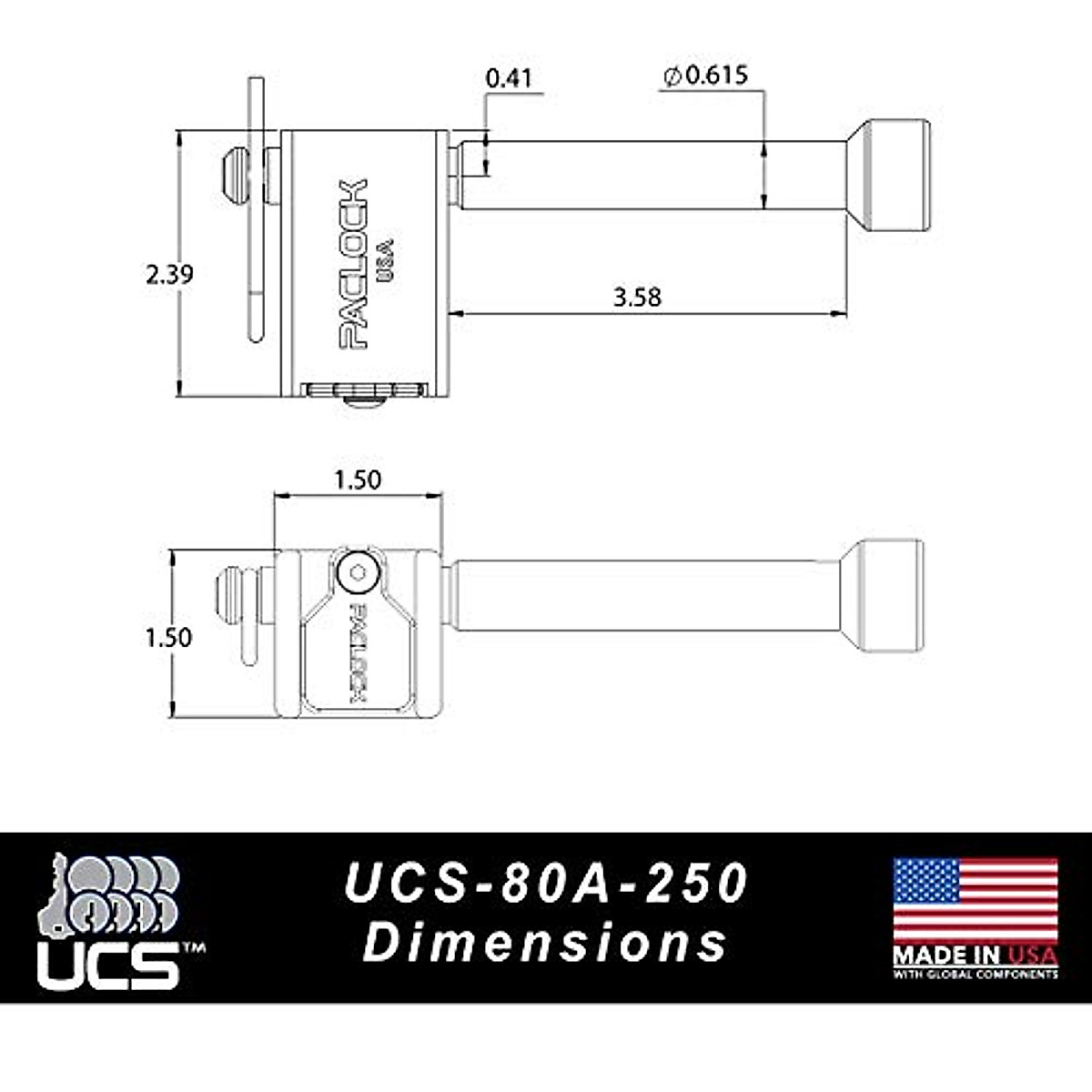 PACLOCK | UCS-80A-250 | Trailer Hitch Lock | Trailer Accessories | Anodized Aluminum | 6 Pin Cylinder | High Security | Hidden Shackle