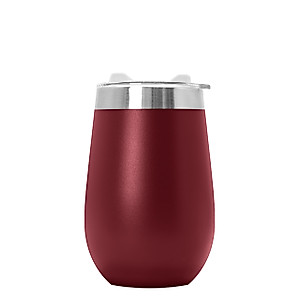 Tempercraft 12 oz Vacuum Insulated Stainless Steel Wine Tumbler with Lid | Laser Engraved Custom Options | Doubled-Walled Stemless Travel Wine Glass (Burgundy - Blank)