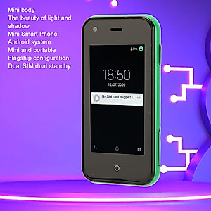 2.5 Inch Mini Smartphone for Kids, 1GB 8GB Quad Core 3G GSM Mobile Phone, D18 Android6.0 Small Pocket Cellphone with 1580mAh Batetry Long Standby for Students, Spare Phone (Green)