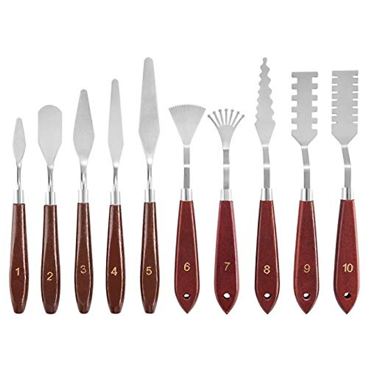 10 Pcs Palette Knife Set for Acrylic Wooden Handle Painting Pallet Knife Set Art Tools for Oil Paint Canvas