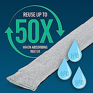 PIG Home Solutions Dryer-Safe Reusable Water Absorbent Sock - 4 Pack - 3" x 38" - Absorbs Up to 34 oz per Sock - Gray - PM50673