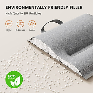 Lightweight Lap Desk with Pillow Cushion & Handle, Fits up to 14 inch Laptop, Portable, Anti-Slip Support Ledge, Tablet & Phone Slot (Brown)