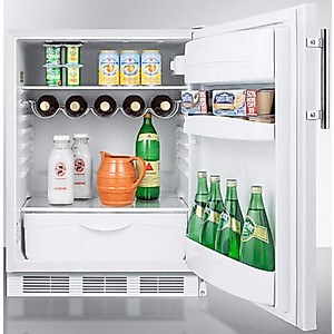 Summit Appliance FF61W Freestanding Residential Counter Height 24" Wide All-Refrigerator with Automatic Defrost Operation, Adjustable Glass Shelves, Adjustable Thermostat and White Exterior