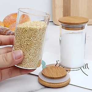 Datttcc 25 Pack Glass Spice Jars with Bamboo Lids-3.3 OZ Spice Jars with Labels and Chalk Marker-Small Food Storage Airtight Canister Sets for Spice Rack, Cabinet, Drawer,Kitchen Pantry Organization