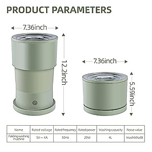 Portable Washing Machine with Effective Steri-lizing Function, Foldable Mini Small Washer for Baby Clothes, Underwear or Small Items, Suitable for Apartment, Laundry, Camping, RV, Travel (110V-240V)