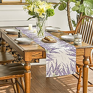 Artoid Mode Lavender Spring Table Runner, Easter Summer Seasonal Anniversary Holiday Kitchen Dining Table Decoration for Indoor Outdoor Home Party Decor 13 x 72 Inch
