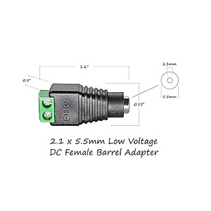 Female Barrel Connector Plug 5.5mm x 2.1mm for CCTV Cameras/Single Color LED Strips Pack of 10 pcs