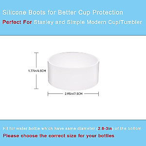 MLKSI 2Pcs Silicone Boot for Stanley Cup Accessories, Protector Silicone Water Bottle Bottom Sleeve for Stanley 40 oz 30 oz Tumbler Simple Modern Tumbler with Handle, White