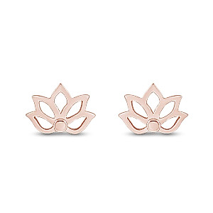 Lotus Flower Stud Earrings in 14k Rose Gold Over Sterling Silver
