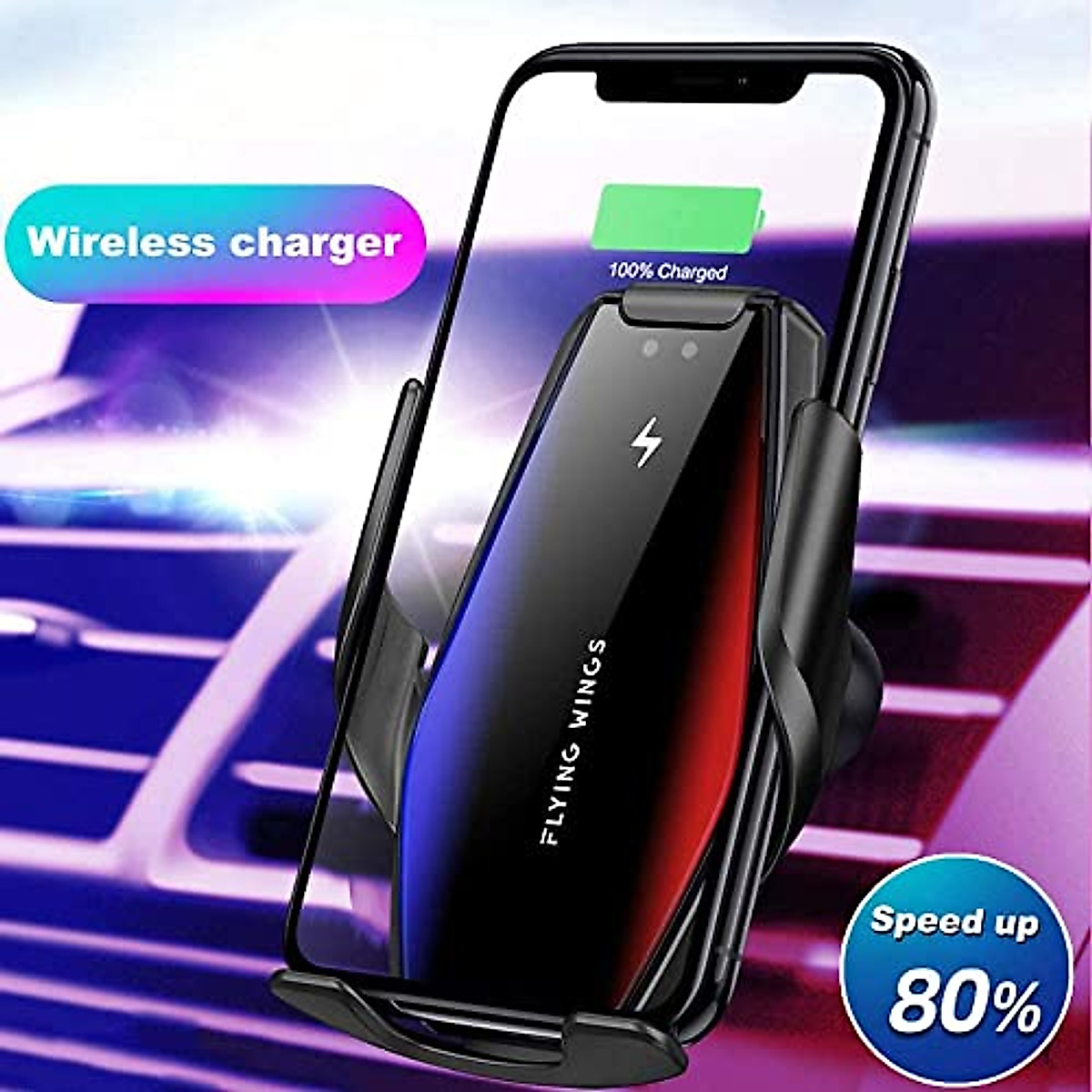 Wireless Car Charger Mount, Infrared Sensor Automatic Clamping Mount 15W Fast Wireless Car Phone Holder for Apple iPhone 14/13/12/11/Pro/X/XR/XS, Sensor Air Vent Cell Phone Car Mount for Samsung