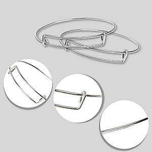 UPINS 100Pcs Expandable Blank Bangle Bracelets Adjustable Wire Bracelets for DIY Jewelry Making (Silver) (Silver)