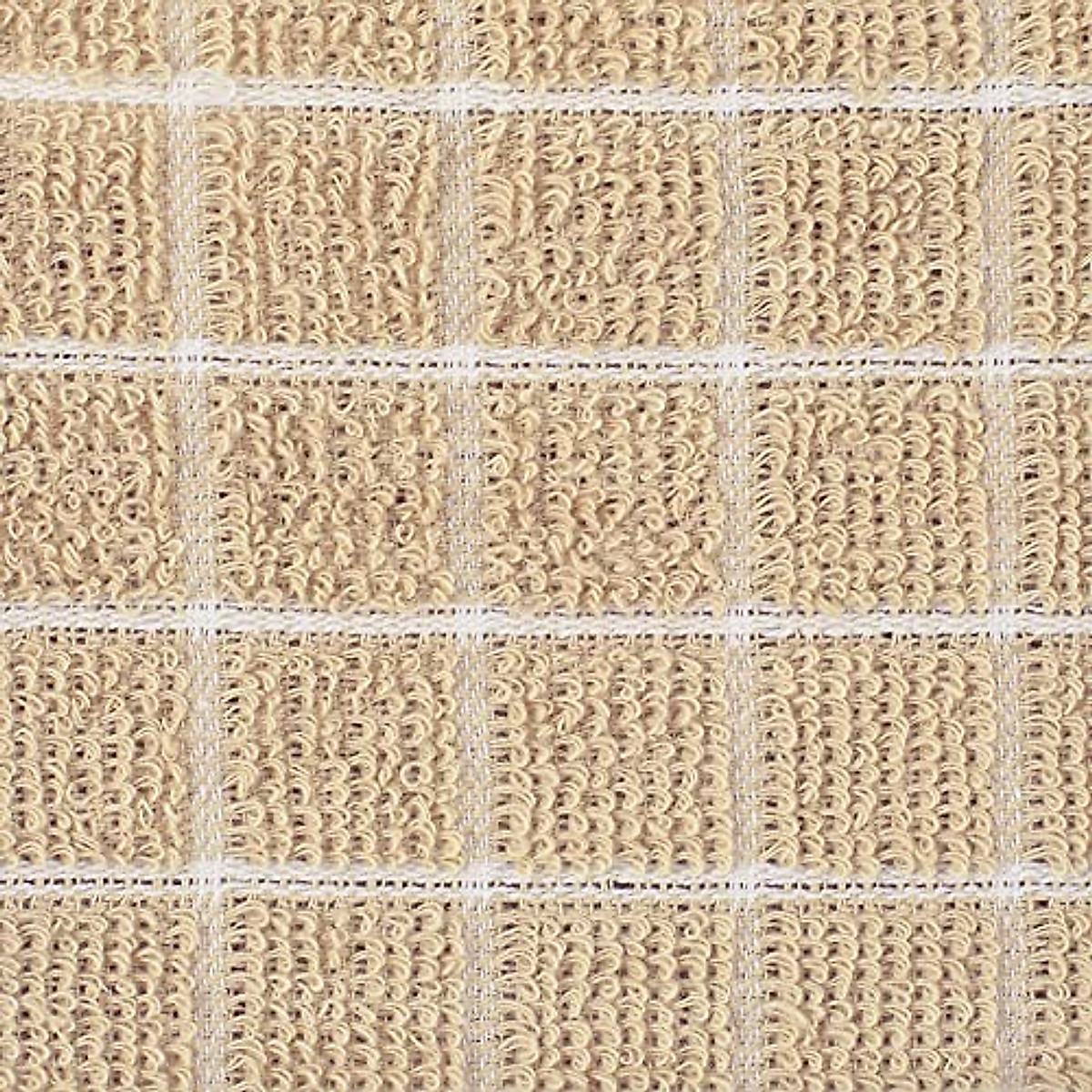 DII Basic Terry Collection Windowpane Dishcloth Set, 12x12, Pebble, 6 Piece