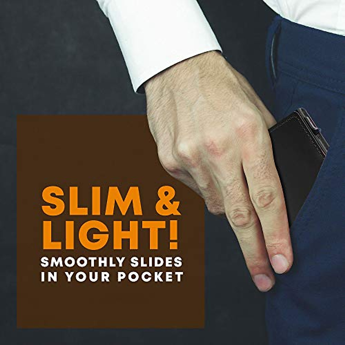 Conceal Plus Wallet for Men, Pop Up Wallet Credit Card Holder - RFID Blocking, Slim Minimalist Credit Card Case (Genuine Black Leather)