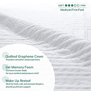 8 Inch, Twin Size Memory Foam Mattress, Green Tea Twin Mattress in a Box, Medium Firm Support Foam Mattress Made in USA, Motion Isolating, CertiPUR-US Certified