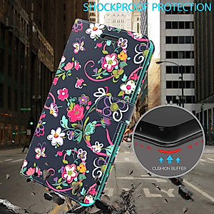 CoverON Pouch Compitable with Samsung Galaxy S23 Wallet Case for Women, RFID Blocking Flip Folio Stand Vegan Leather Floral Cover Sleeve Card Slot for Samsung Galaxy S23 Phone Case - Flower