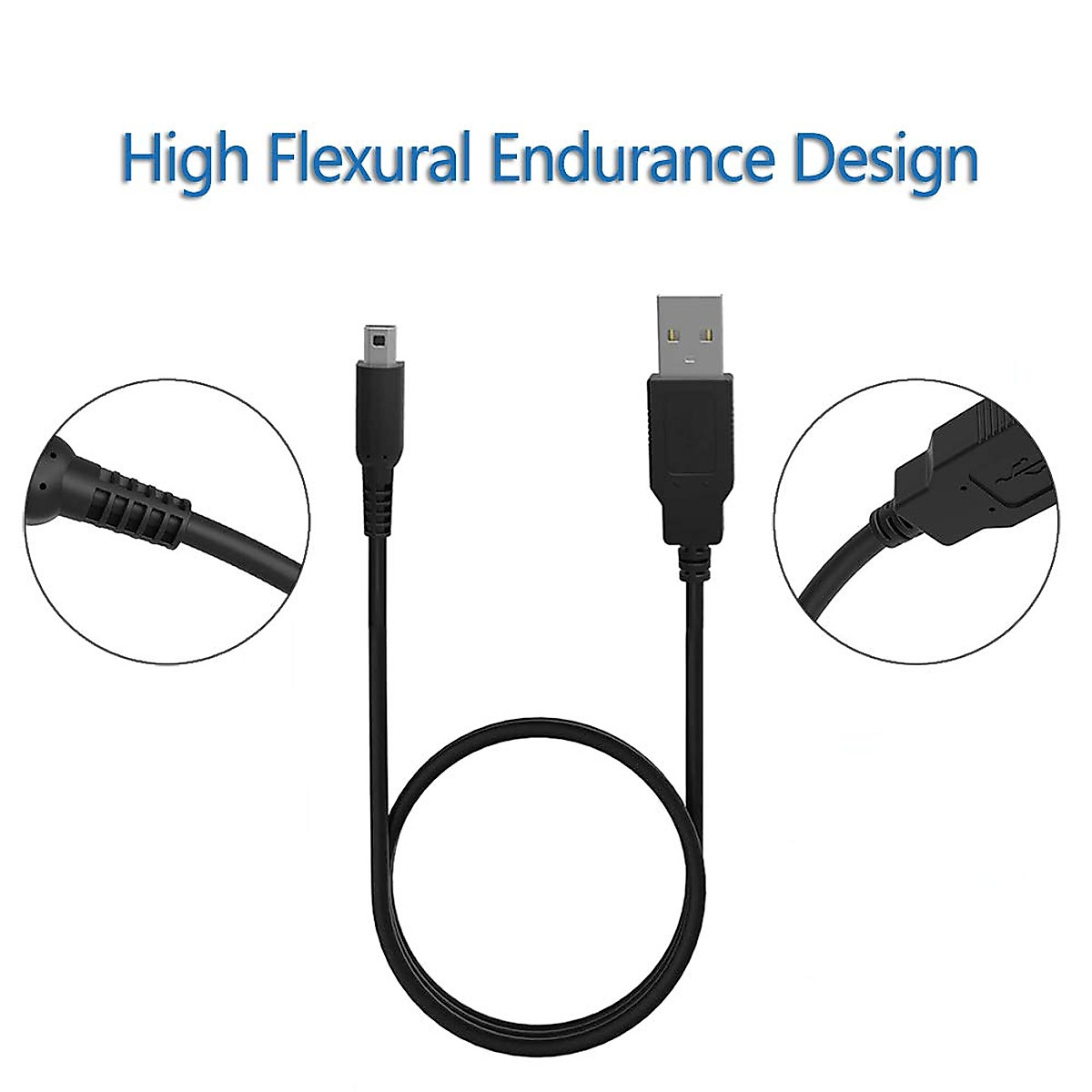 Hukado 2 Pack 4 Feet NTD3DS USB Charger Cable, Play and Charge Power Charging Cord Compatible with NTD DSi, DSi XL, 2DS, 3DS, 3DS XL, New 3DS XL