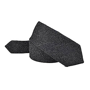 VOBOOM Mens Necktie Skinny Tie Tweed Pattern Woolen Neck Tie (06 Black)