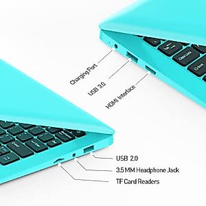 TOPOSH Kids Laptop 10.1 Inch Supports Windows 10 PC Notebook Computer 4GB RAM+64GB SSD Intel Celeron N3350 Dual-Core Graphics 1.1 GHz with US Keyboard WiFi Bluetooth-Green