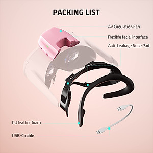 QWOS RGB Fitness Facial Interface Fan with 3000mAh Battery for Oculus Quest 2, Extend 2hrs Playtime, Soft PU Face Cover/Pad, Air Circulation Cooling Fan Ventilation to Reduce Lens Fogging