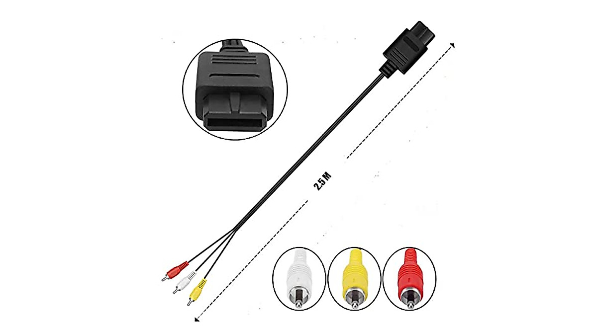 N64 AV Cable for Nintendo 64, GameCube & SNES - 8.2FT Durable RCA Cord