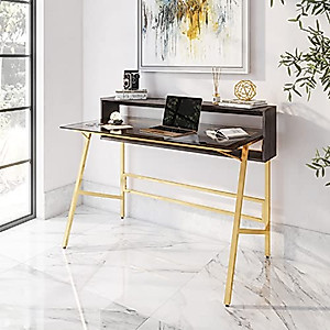 Techni Mobili Home Office, Gold Writing Desk, ONE Size