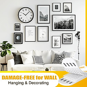 EMITEVER Picture Hanging Strips Heavy Duty, Damage Free Hanging Picture Hangers for Walls, Picture Hanging Kit, Hanging Hooks Without Nails, Medium Poster Wall Strips White 20-Pairs (40 Strips)