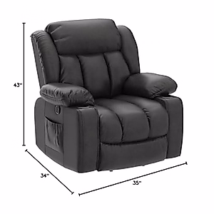 COOSLEEP Large Power Lift Recliner Chair with Massage and Heat for Elderly, Overstuffed Wide Recliners, Breathable Leather with Breathable microporous, USB Ports, 2 Cup Holders (Gray)