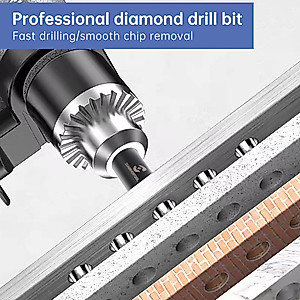 Diamond Drill Bits Set, 5 Piece Dry Diamond Hole Saw with Quick Change Hex Shank for Granite Ceramic Marble Tile Stone Glass Hard Materials (not for Wood) 1/4, 5/16, 3/8, 1/2 inch